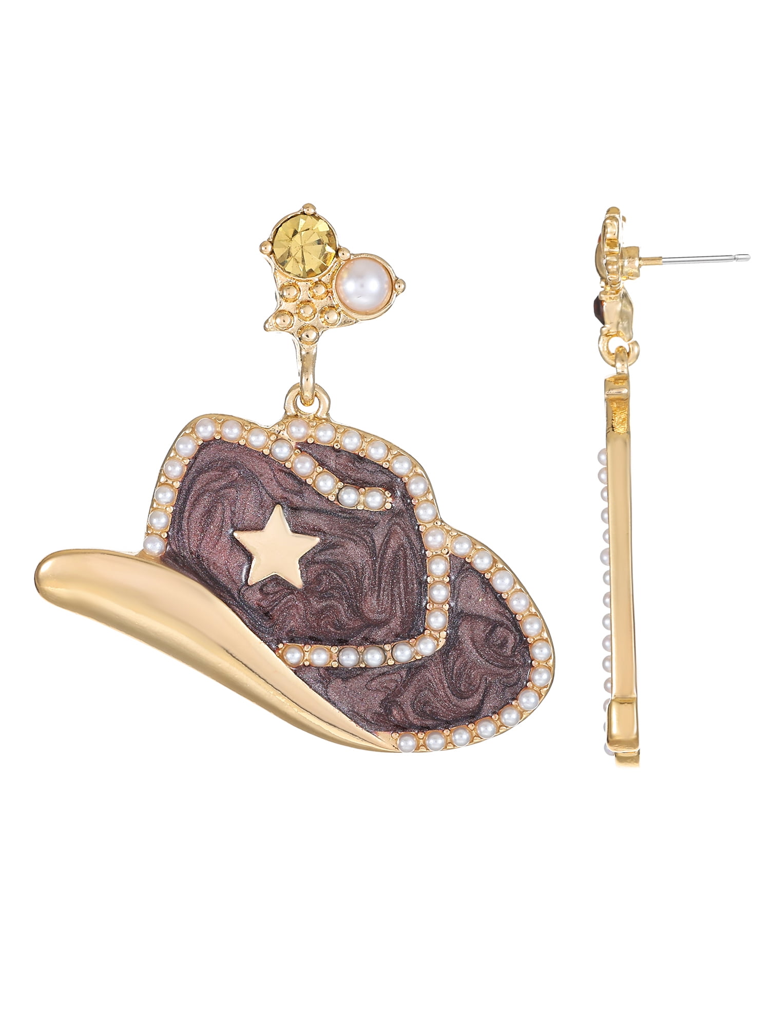 Packed Party Goldtone Yee Haw Cowboy Hat Earrings, Female, 1 Pair - Walmart.com