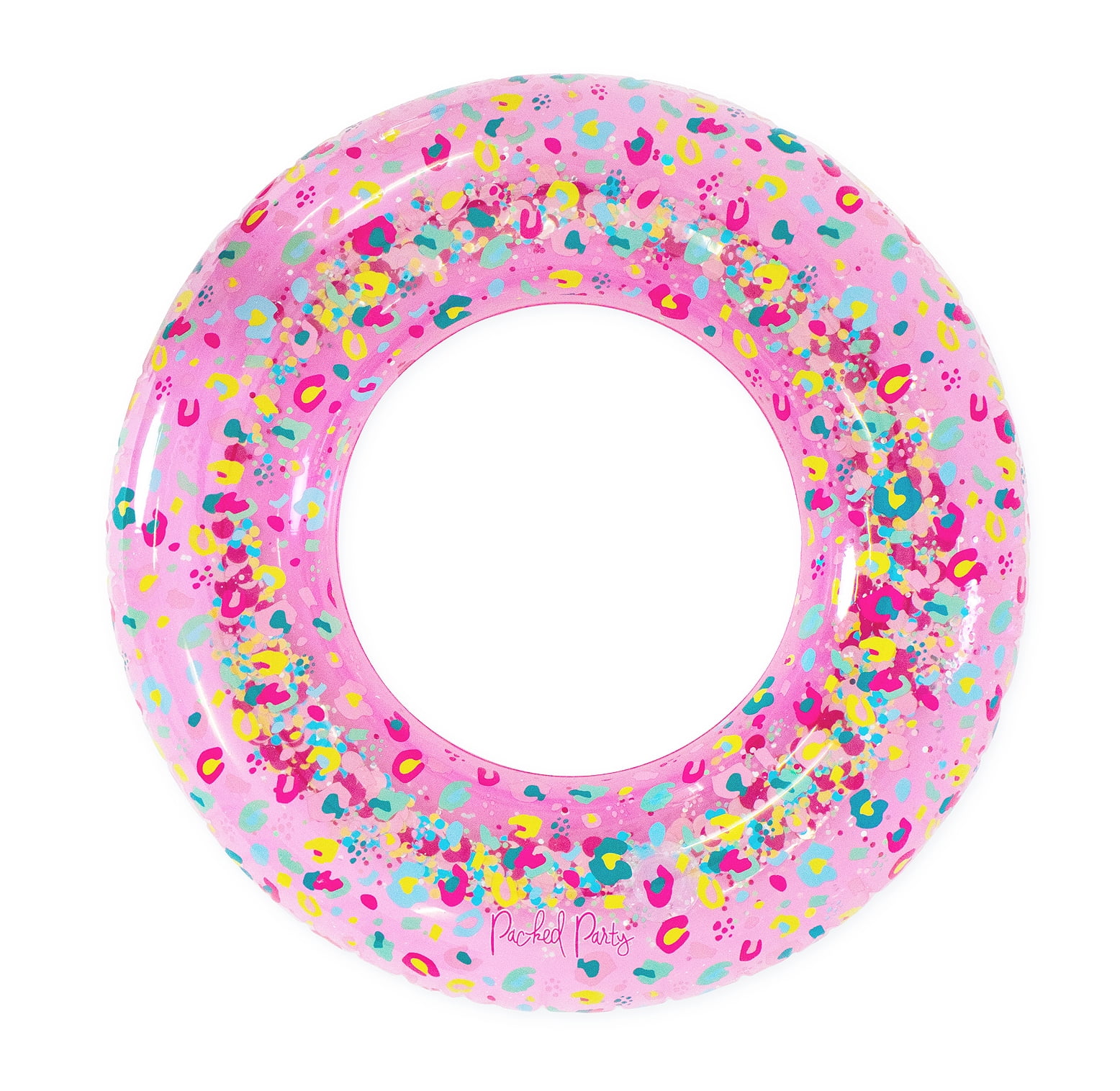 Packed Party Luxe 37” Confetti Pink Inflatable Pool Float for Females ...