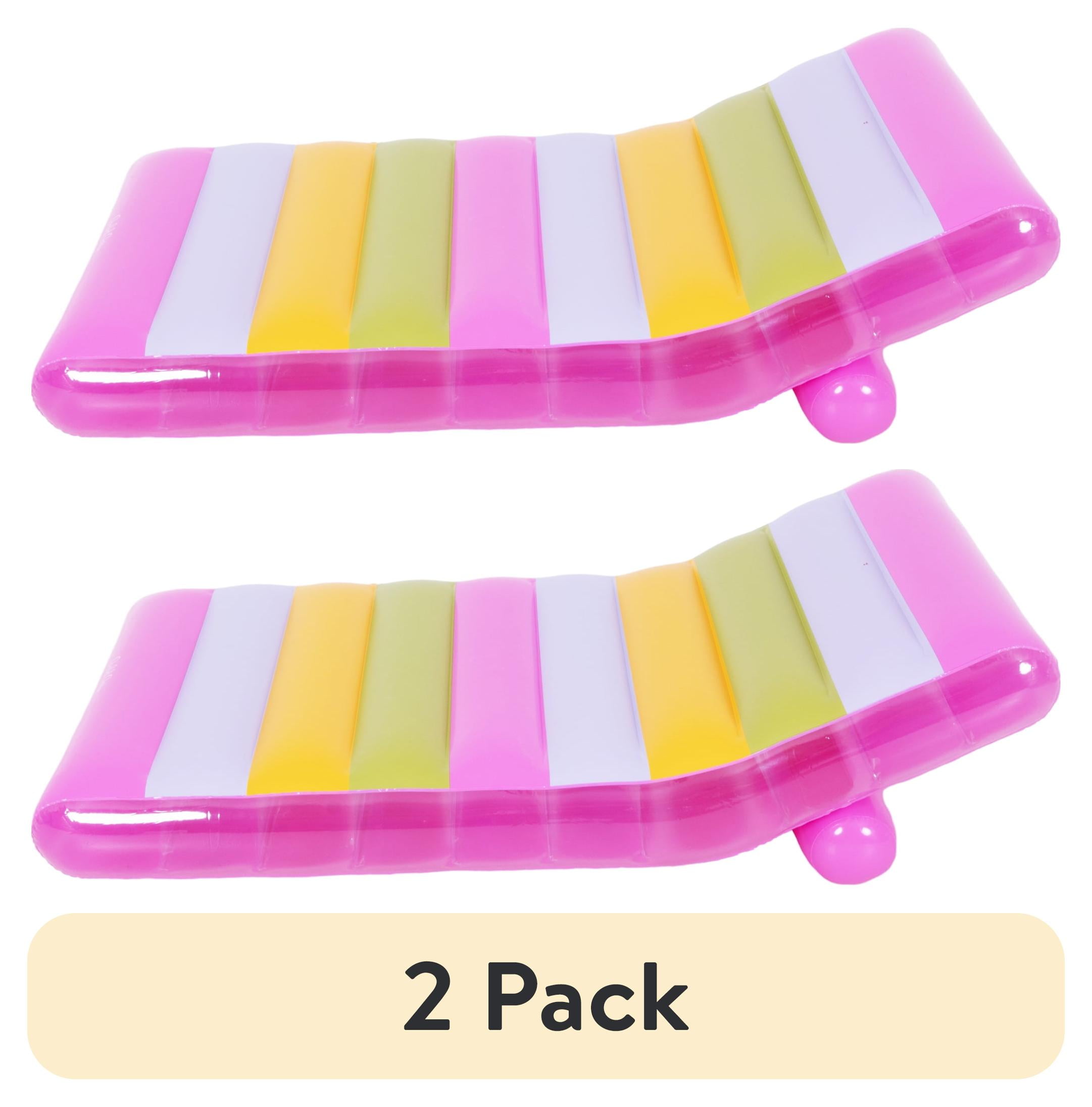 (2 pack) Packed Party Multi-Color Inflatable Striped Pool Lounger for ...