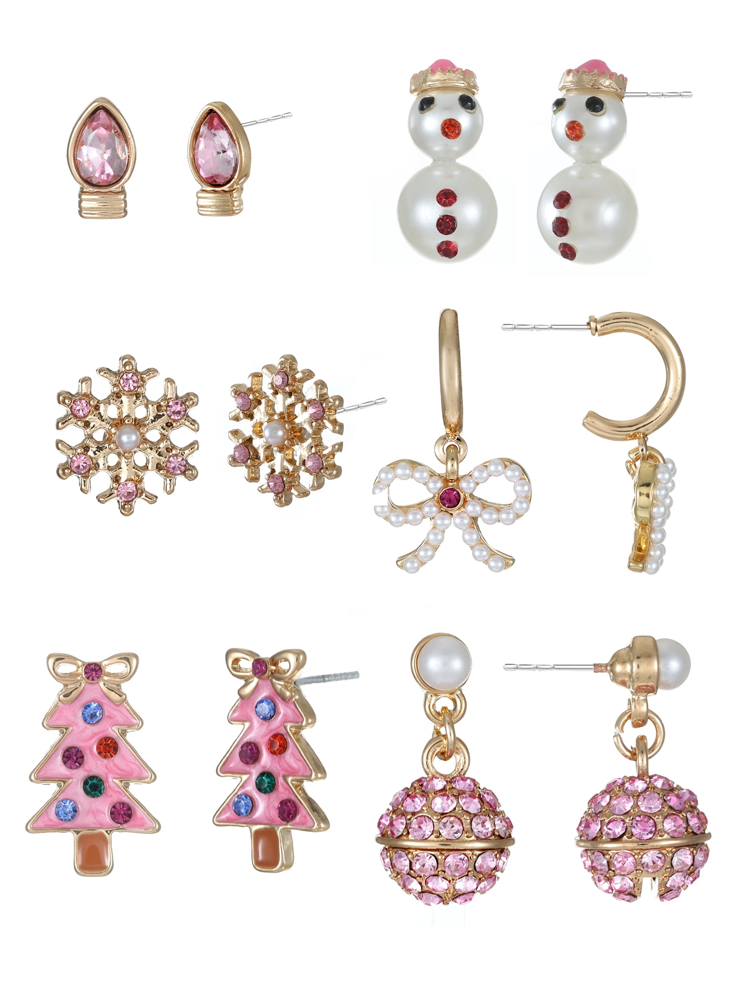 Packed Party Pink Christmas Earring Set - Walmart.com