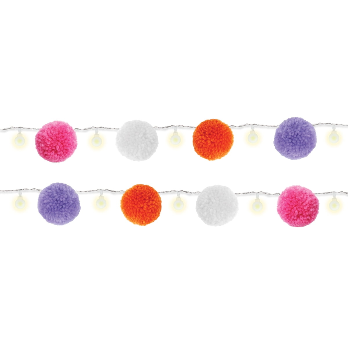 Pom Party LED String Lights - Battery Powered Indoor Outdoor Fairy ...