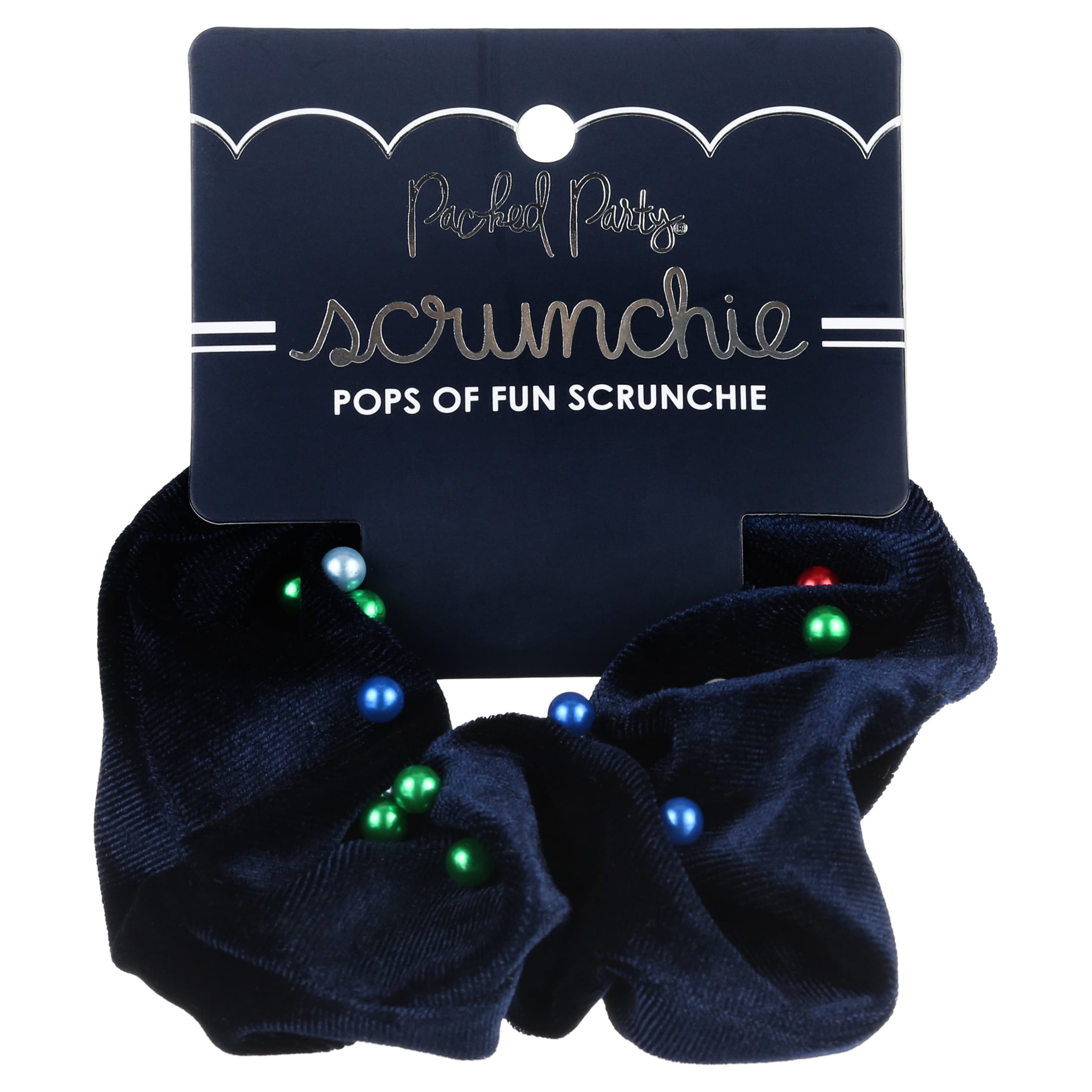 Packed Party “Pops of Fun” Navy Jumbo Velvet Hair Scrunchie, Ponytail ...