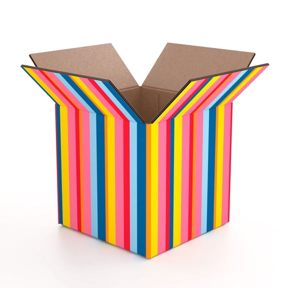 (3 pack) Packed Party, Small Shipping Box, 6" x 6" x 6", Striped Print ...
