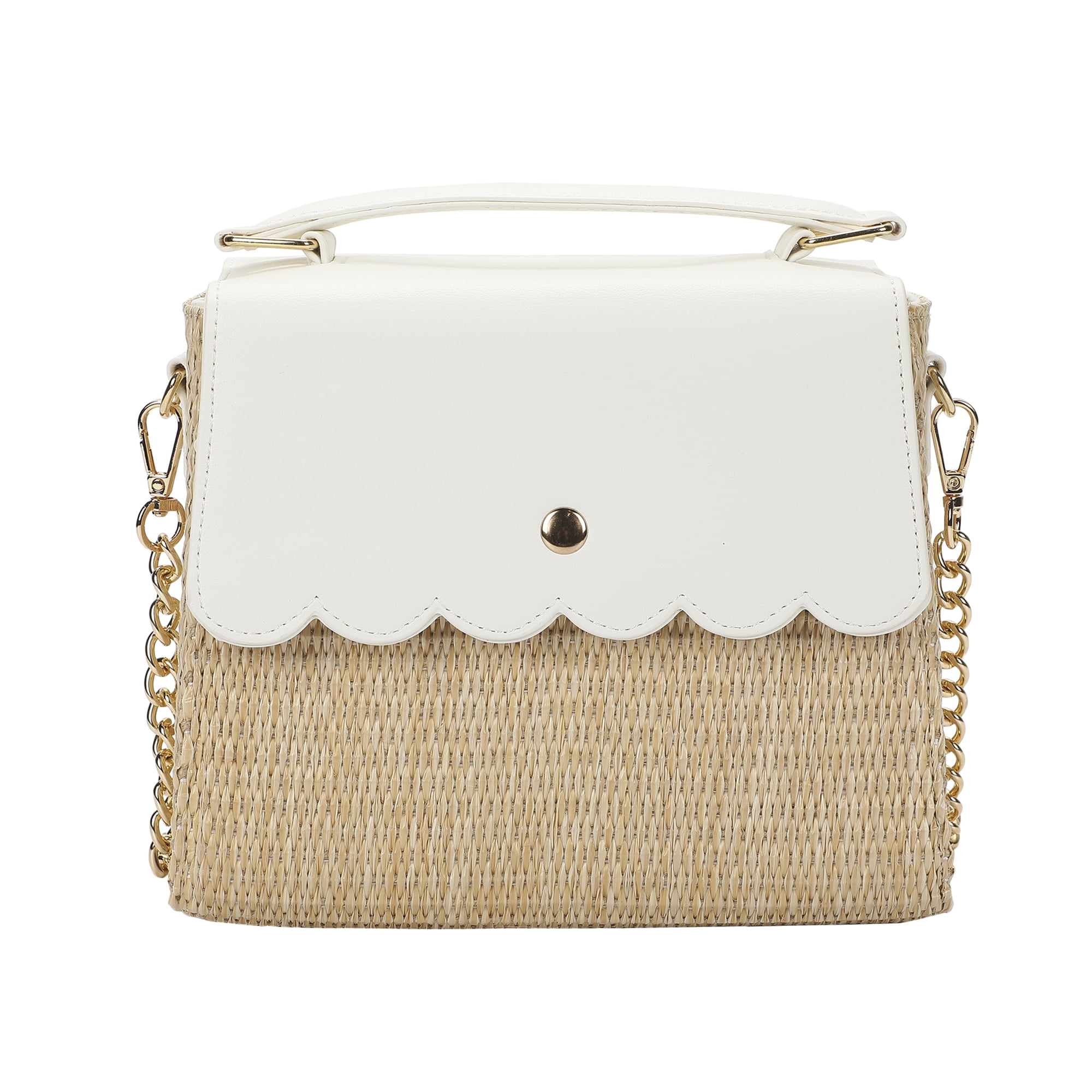Packed Party Women's Woven Straw Crossbody Bag with Faux Leather ...