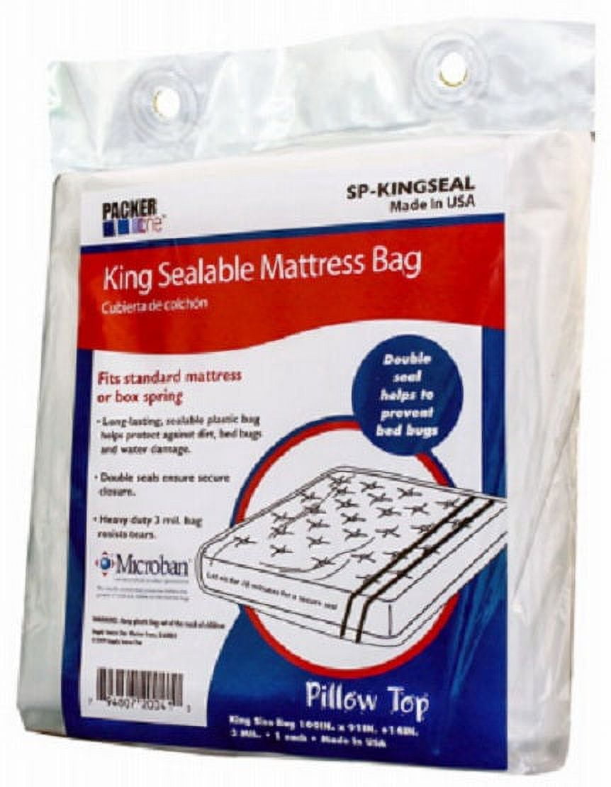 Packer One SP-KINGSEAL King Sealable Microban Mattress Bag, 100" x 91 ...