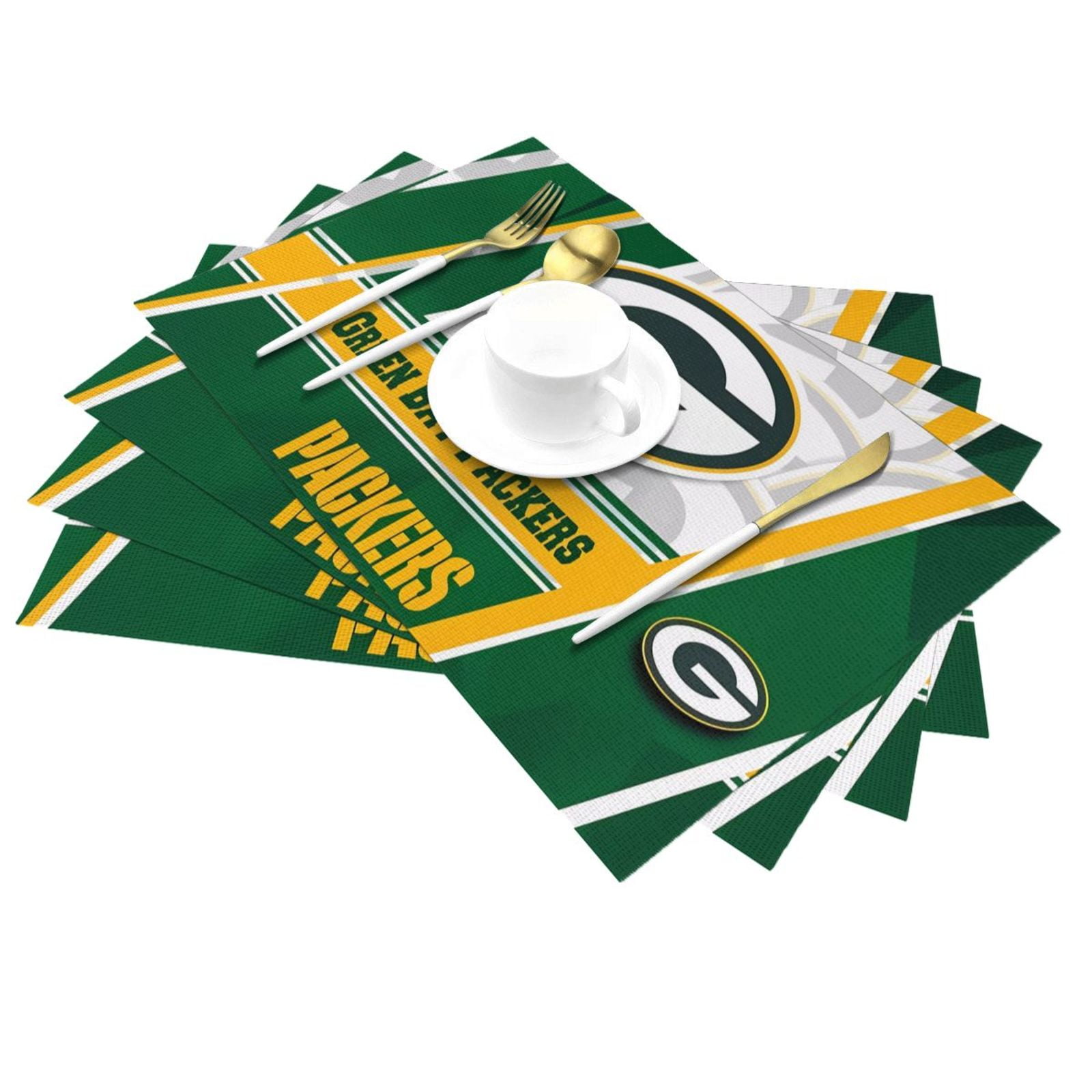 Packers Football Team Non-Slip Woven PVC Placemats, Durable and Easy to ...