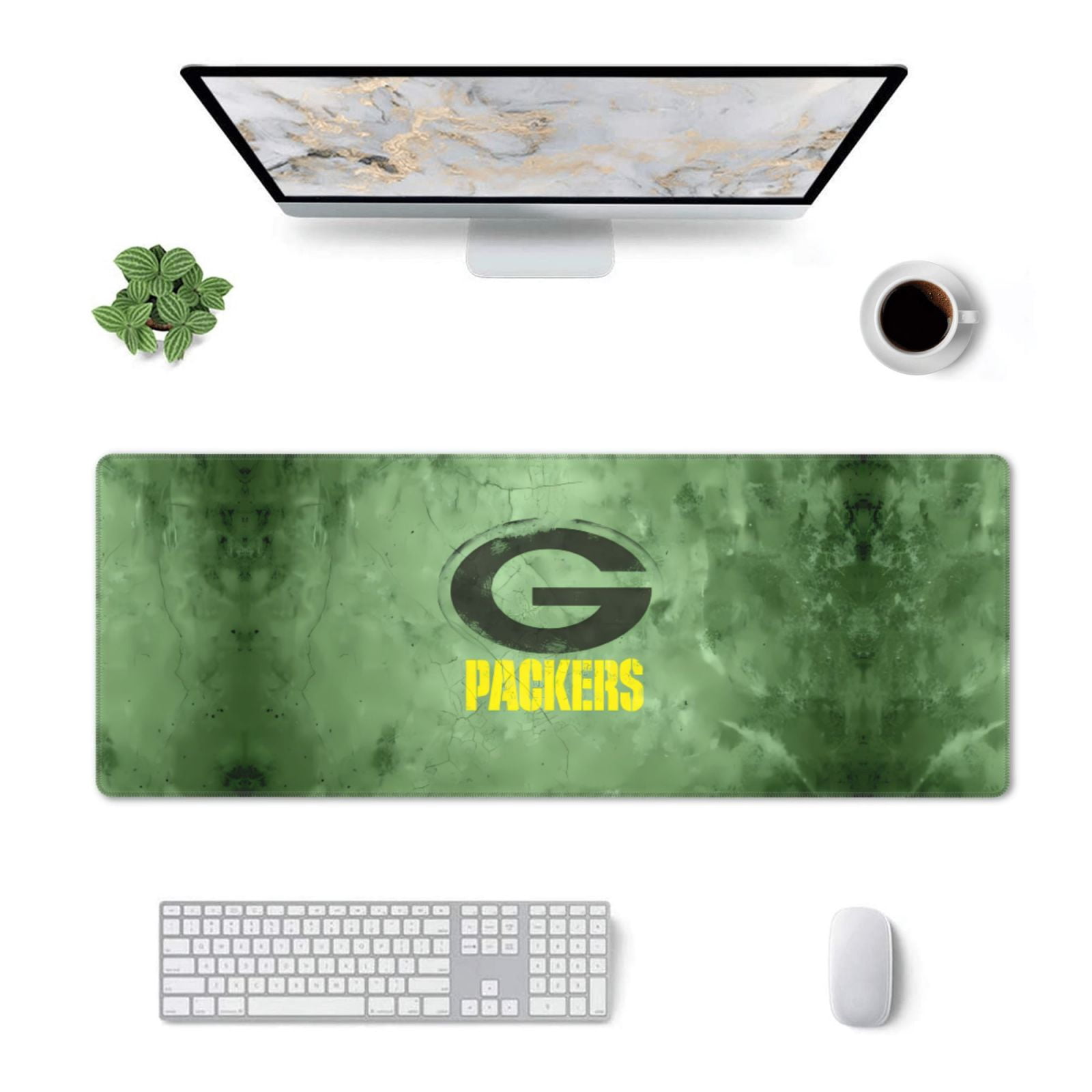 Packers Football Team Pattern Oversized Rubber Keyboard Pad 12x31.5 ...