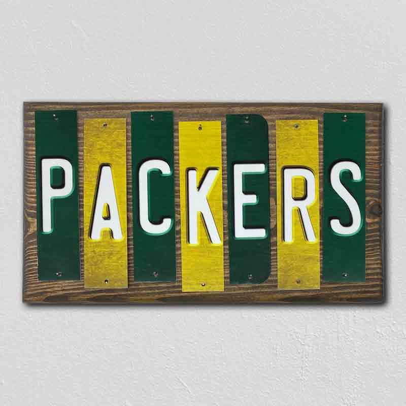 Packers Team Colors Football Fun Strips Novelty Wood Sign WS-746 8" x ...