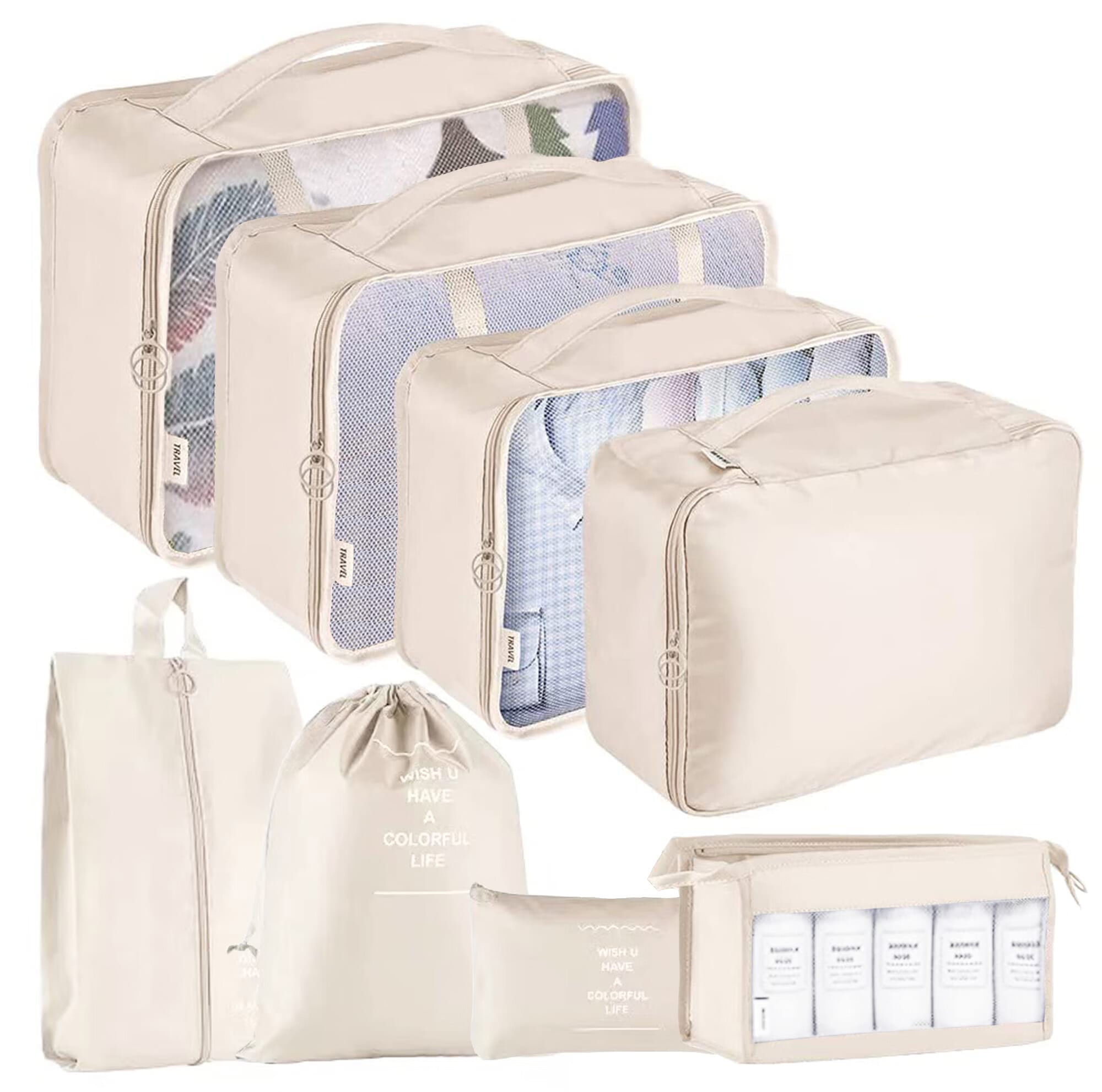 Packing Cubes - 8 PCS Travel Luggage Organizers Set Waterproof Suitcase ...
