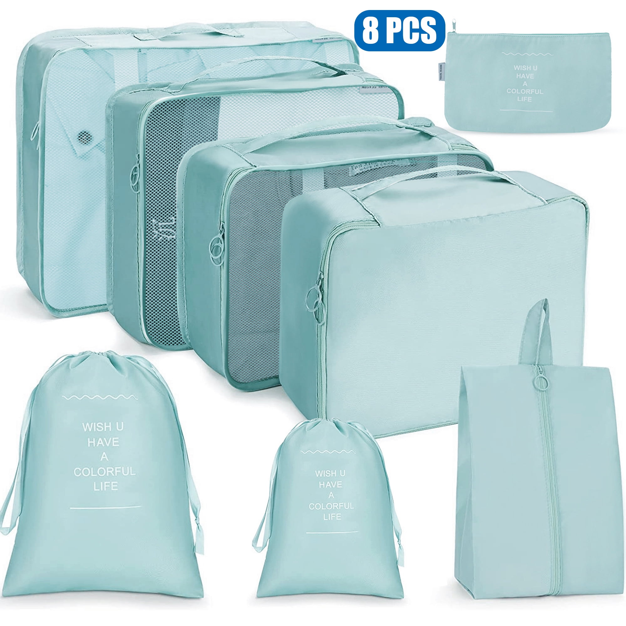 Packing Cubes, 8 Set Fordable Compression Packing Cubes, Large Capacity ...