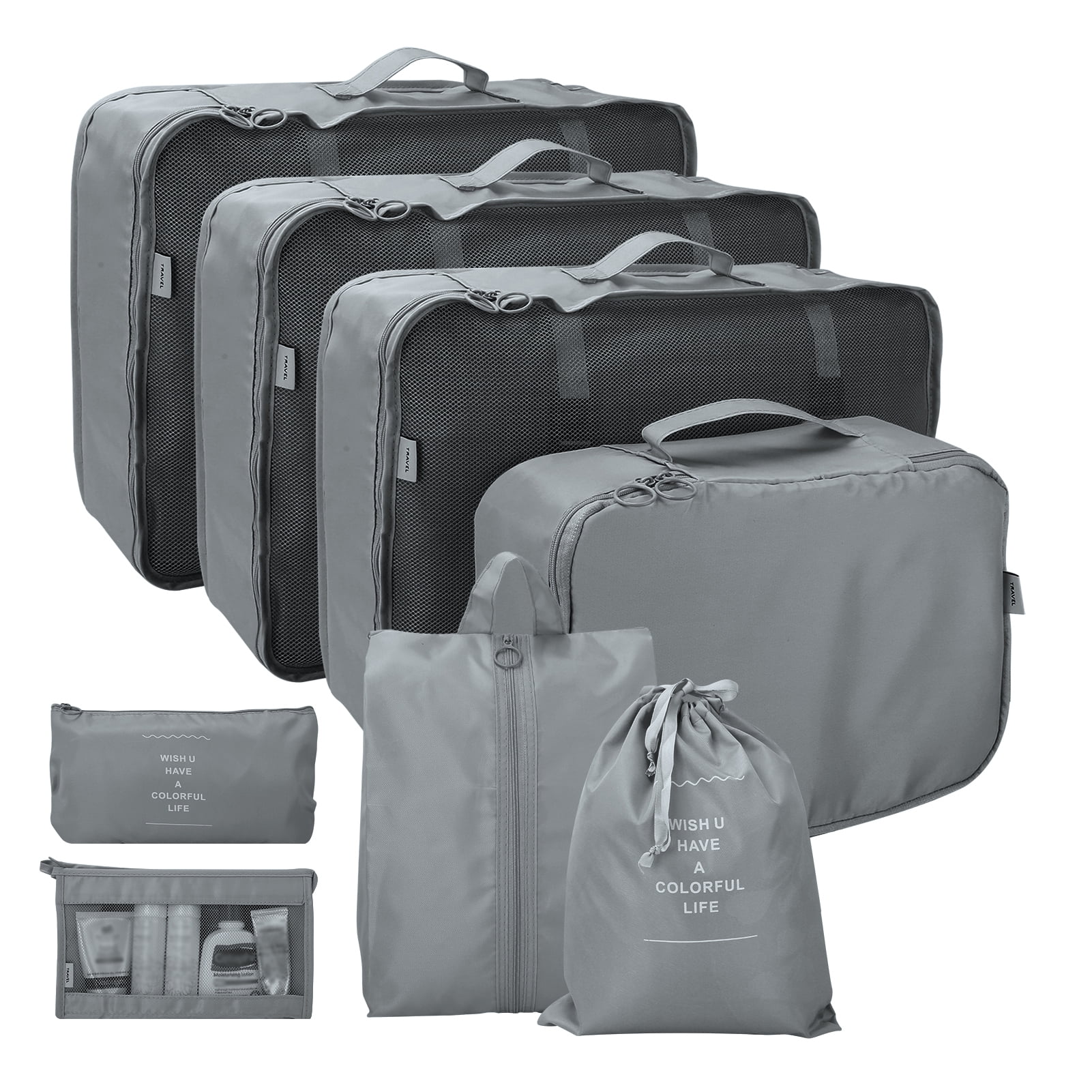 Packing Cubes 8 Set, Travel Packing Organizers with Large Toiletries ...