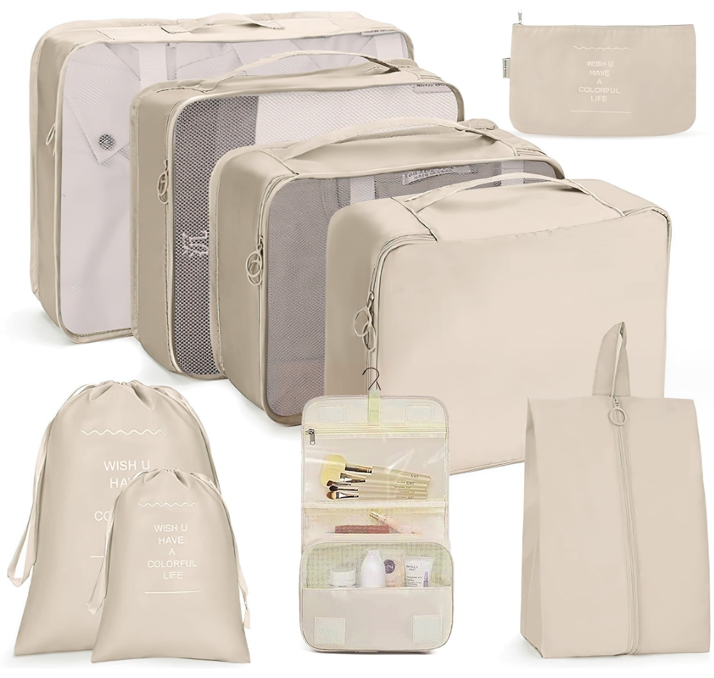 Packing Cubes 9 Set, Travel Packing Organizers for Suitcase Set Luggage ...