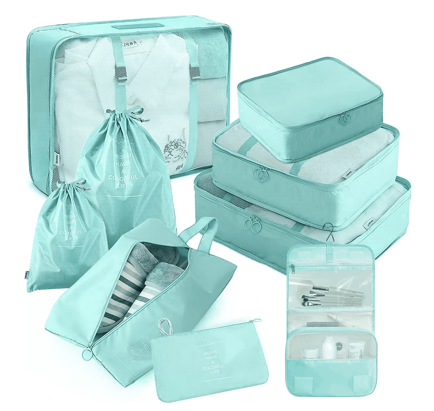 Packing Cubes 9 Set, Travel Packing Organizers for Suitcase Set Luggage ...