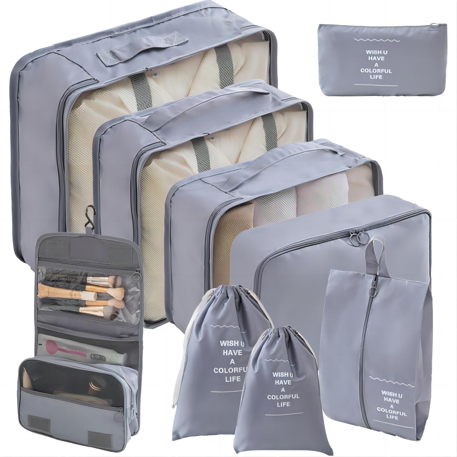 Packing Cubes 9 Set, Travel Packing Organizers with Large Toiletries ...