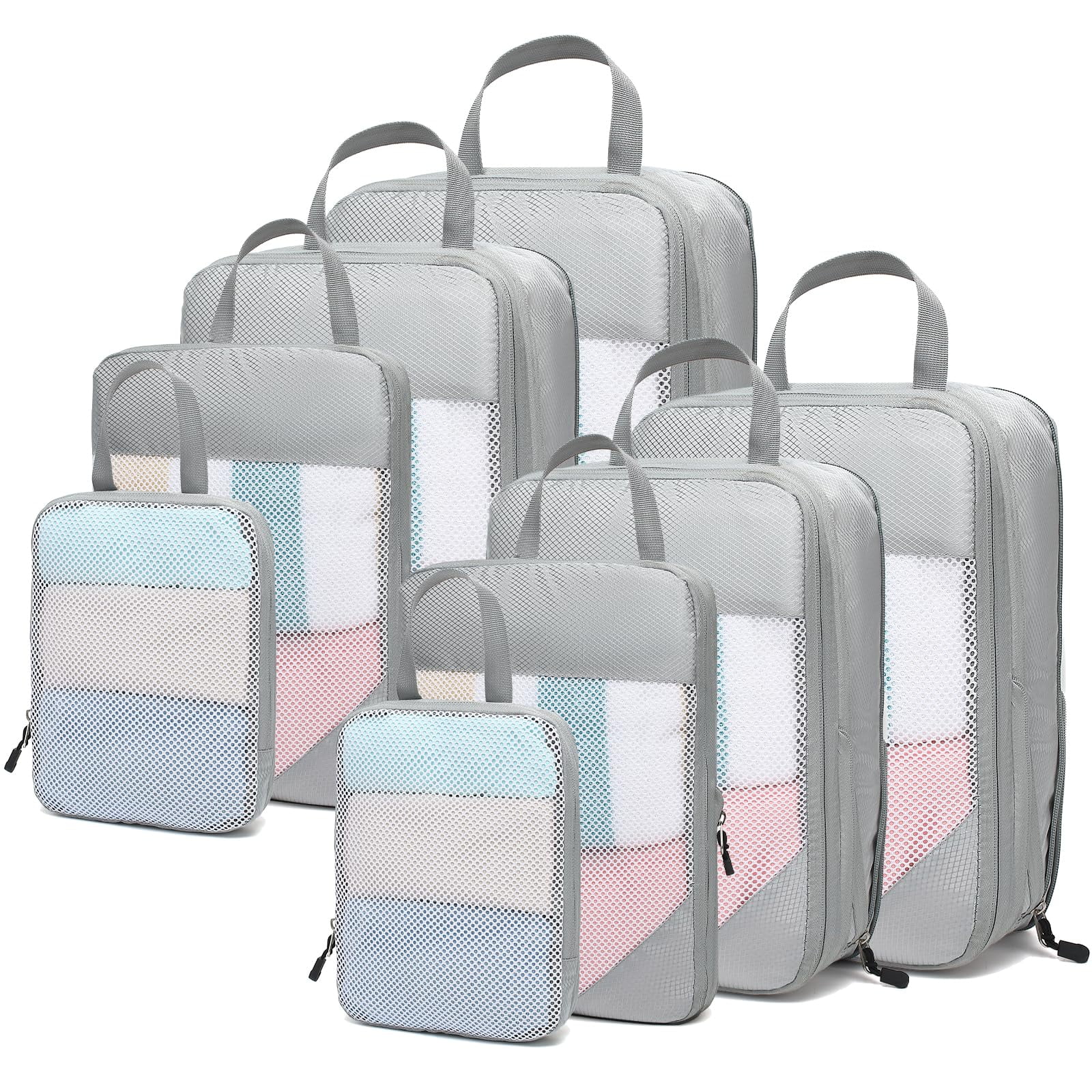 Packing Cubes Compressible, 8 Set Travel Packing Cube Organizer for ...