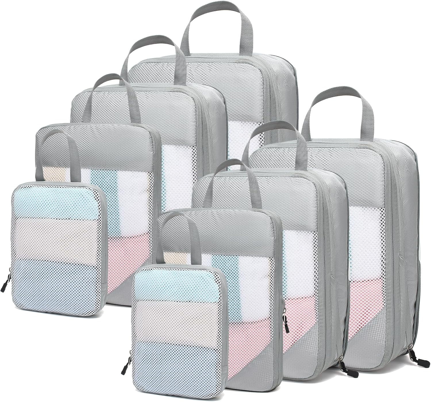 Packing Cubes Compressible, 8 Set Travel Packing Cube Organizer for ...