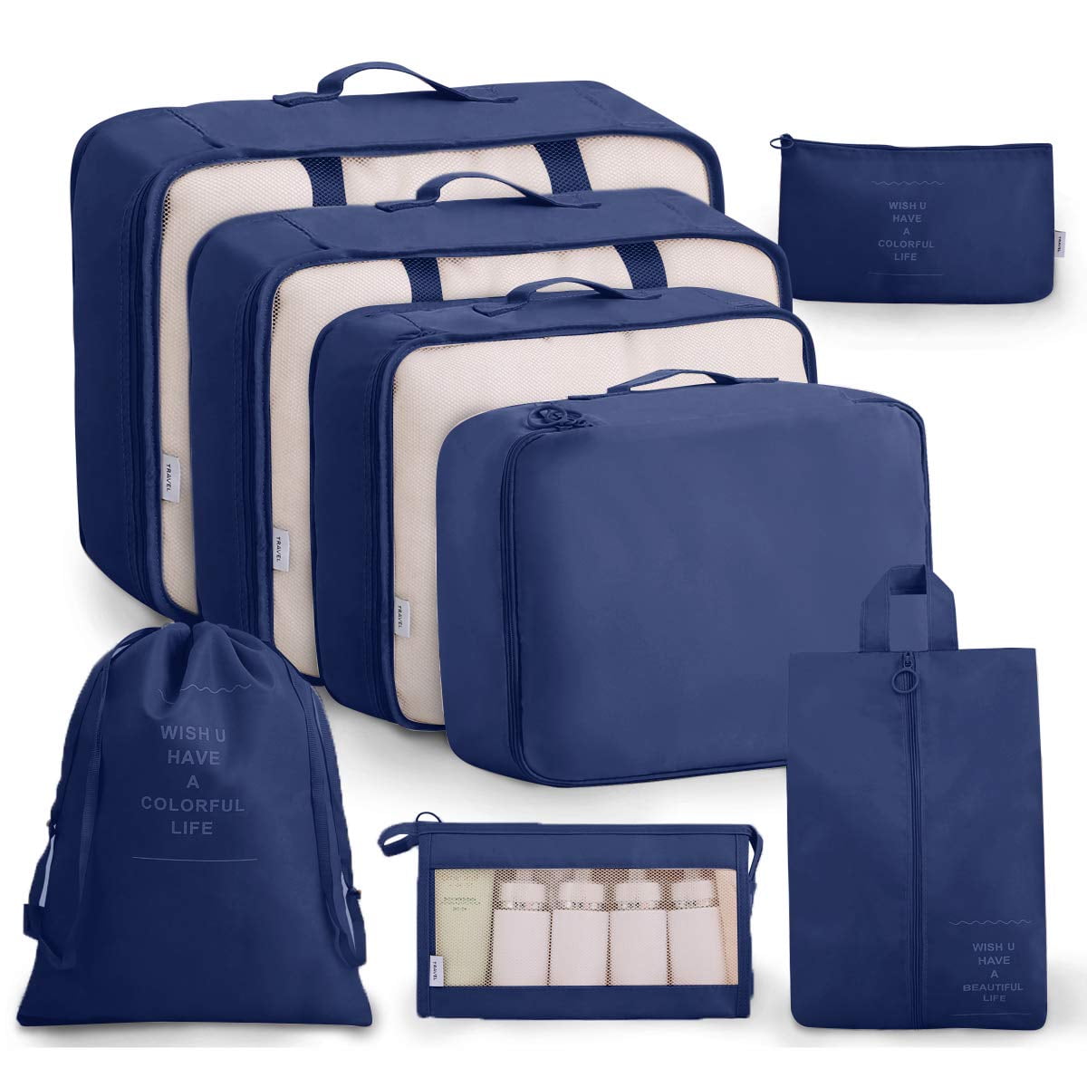 Packing Cubes for Suitcases-8 Pieces, Light Packing Cubes for Travel ...