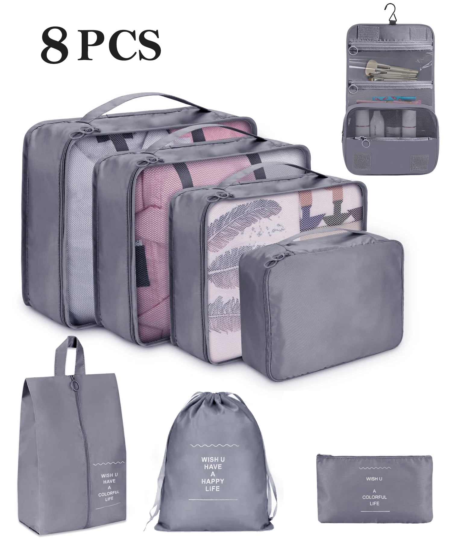 8Pcs Walmart Packing Cubes for Traveling, Large Storage for Clothes ...