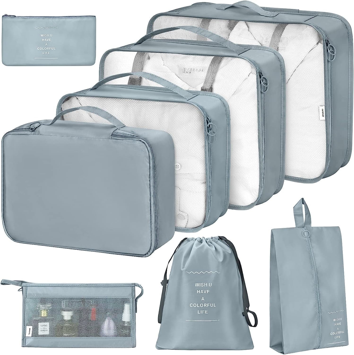 Packing Cubes for Travel, 8Pcs Travel Cubes Set Foldable Suitcase ...