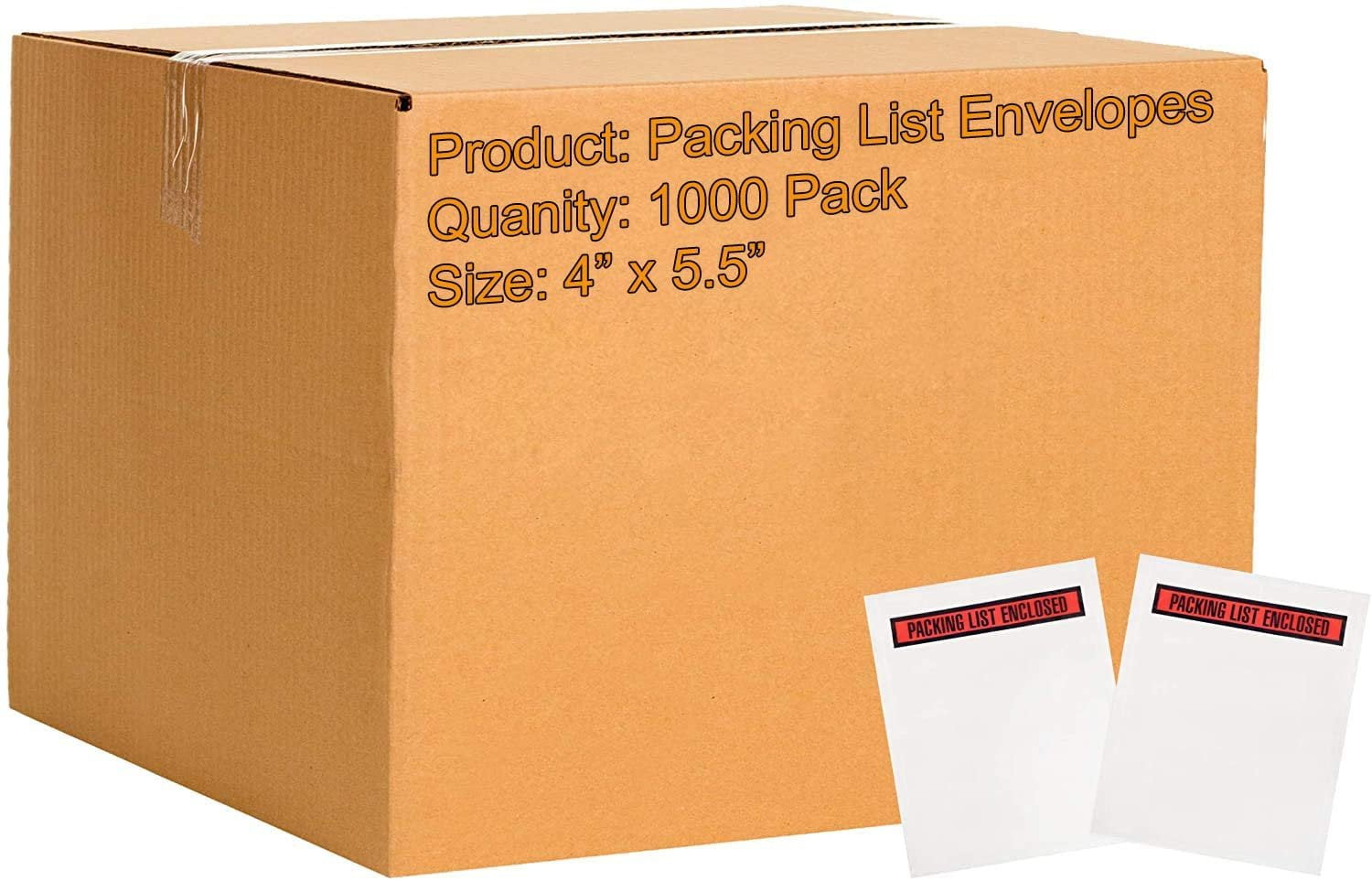 Packing List Enclosed Pouches 4 x 5.5 Inch. 1000 Pack Clear, Red ...