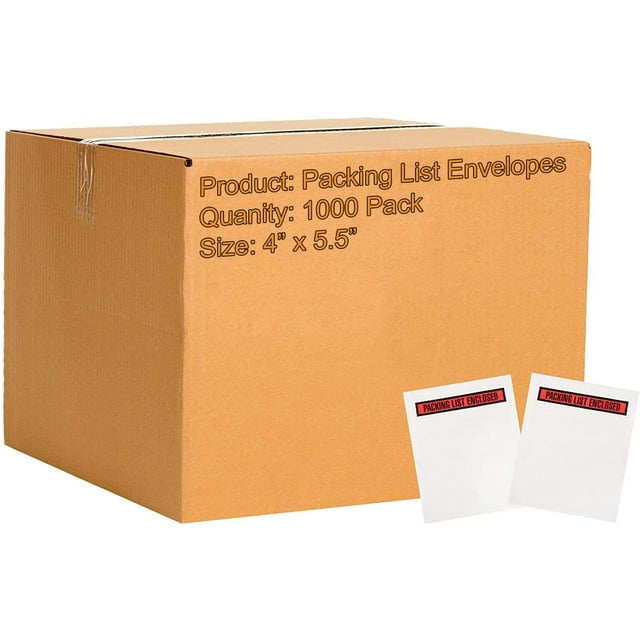 Packing List Enclosed Pouches 4 x 5.5 Inch. 1000 Pack Clear, Red ...
