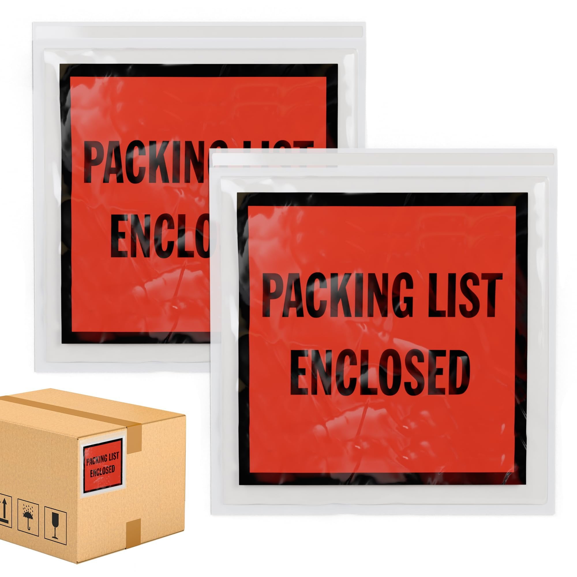 Packing List Enclosed Pouches 4 x 5 Inch. 1000 Pack Clear, Red & Black ...