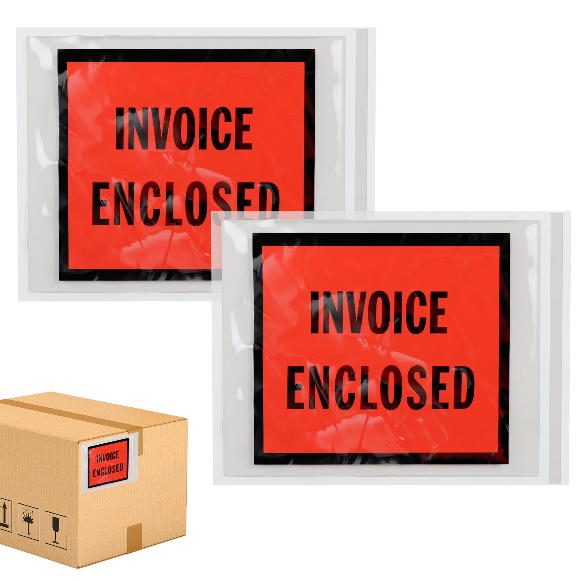 Packing List Enclosed Pouches 4 x 5 Inch. 1000 Pack Clear, Red & Black ...