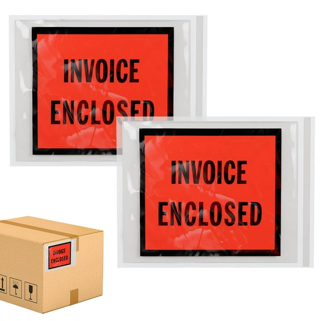 Packing List Enclosed Pouches 4 x 5 Inch. 1000 Pack Clear, Red & Black ...