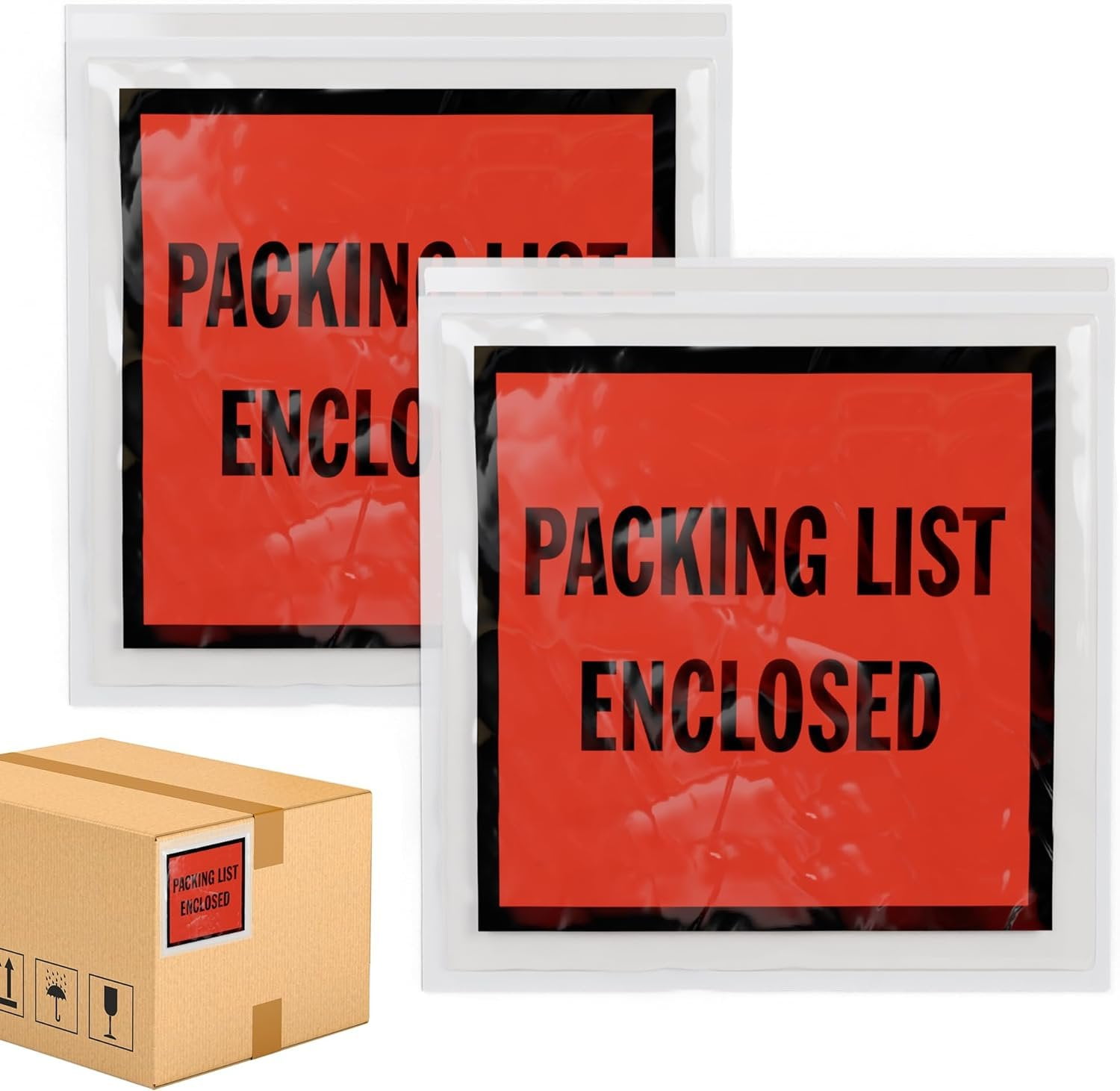 Packing List Enclosed Pouches 4 x 5 Inch. 1000 Pack Clear, Red & Black ...