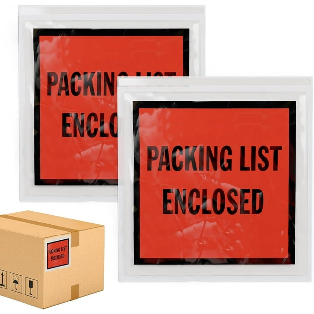 Packing List Enclosed Pouches 4 x 5 Inch. 1000 Pack Clear, Red & Black ...