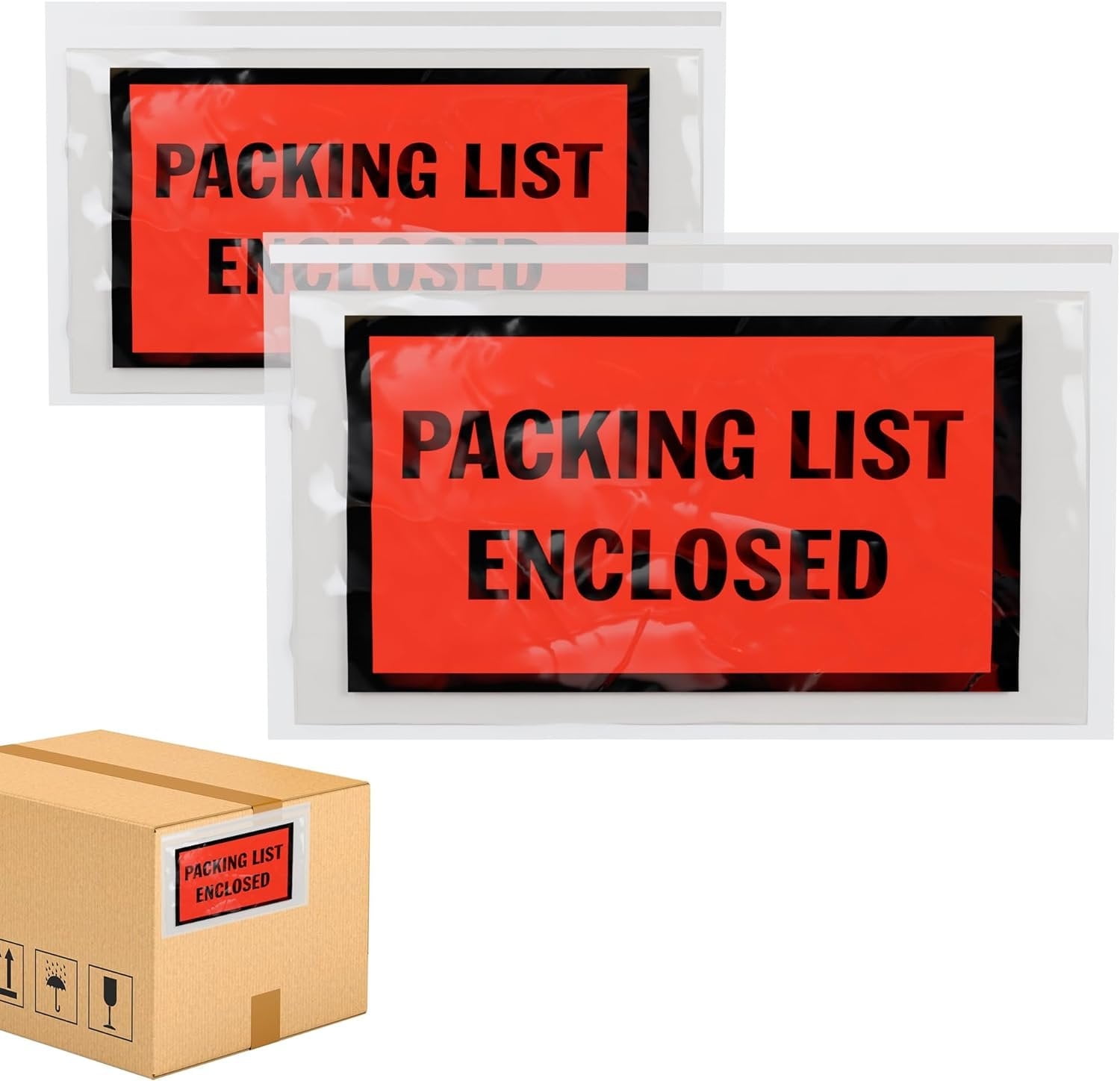 Packing List Enclosed Pouches 5 x 9.5 Inch. 1000 Pack Clear, Red ...
