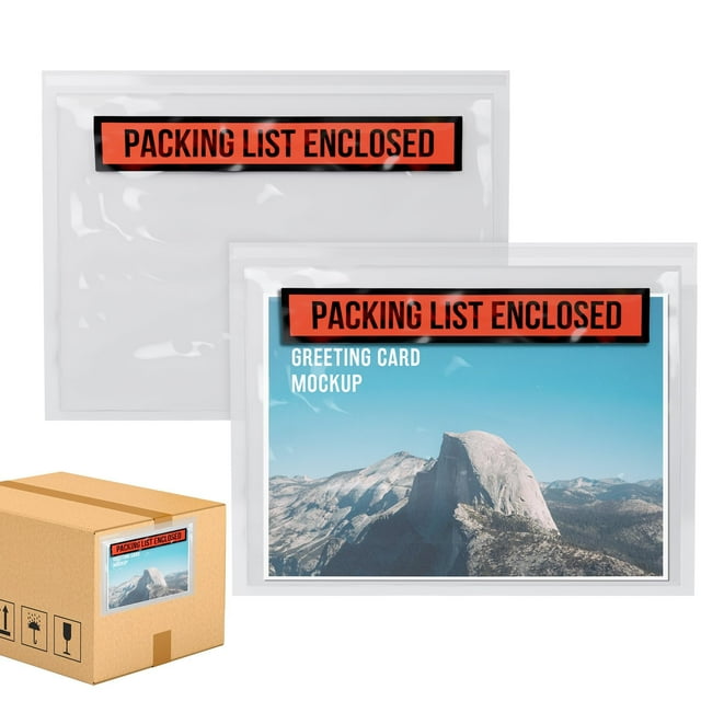 Packing List Enclosed Pouches 7 x 5 Inch. 1000 Pack Clear, Red & Black ...