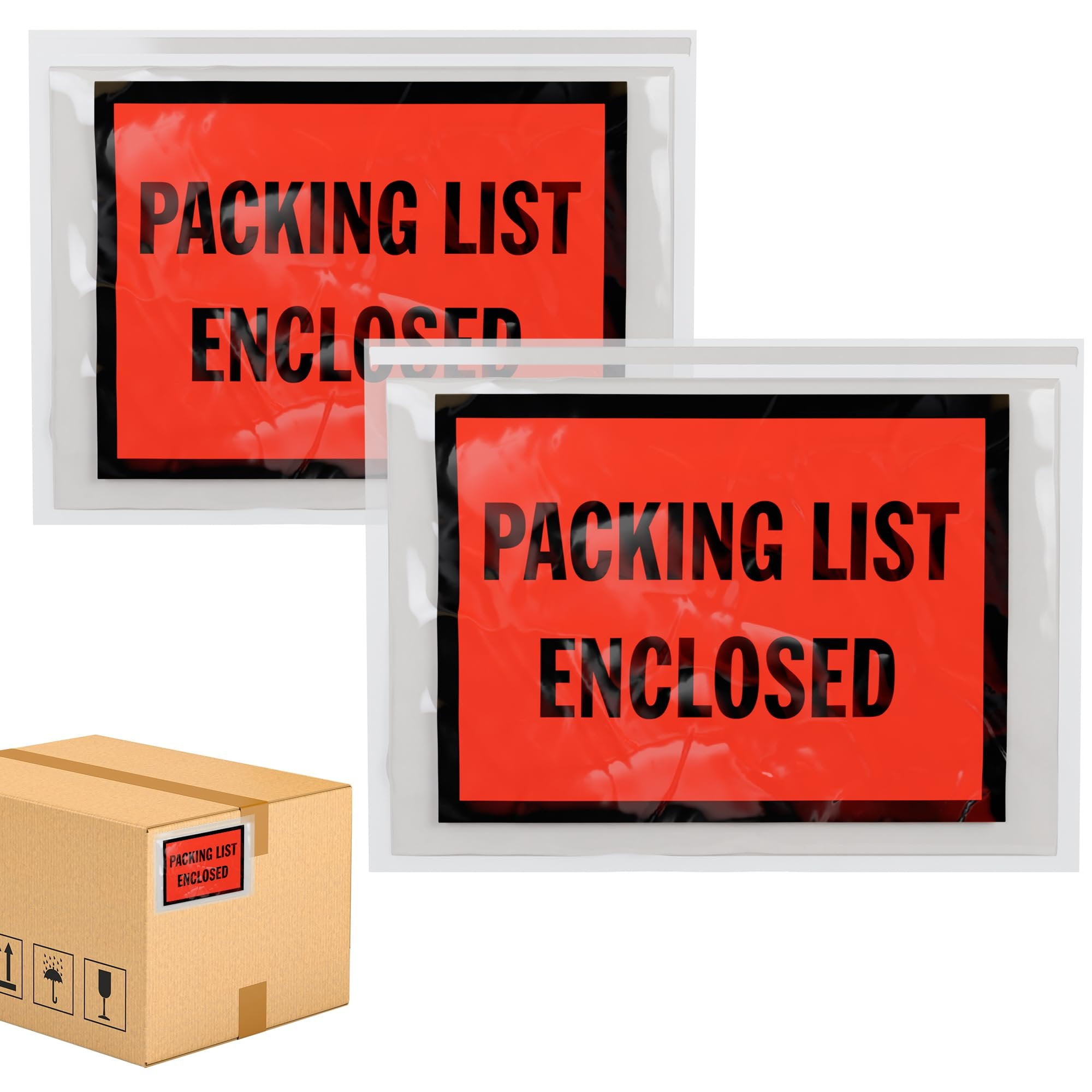 Packing List Enclosed Pouches 7 x 5 Inch. 1000 Pack Clear, Red & Black ...