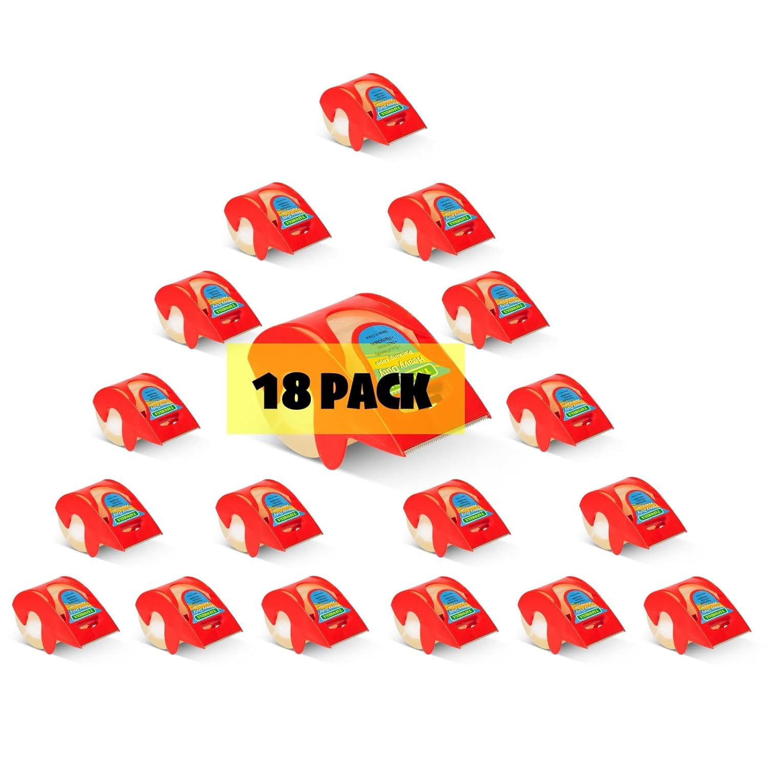 Packing Tape with Dispenser - 18 Pack 1.96" x 27 yd Noiseless Package ...
