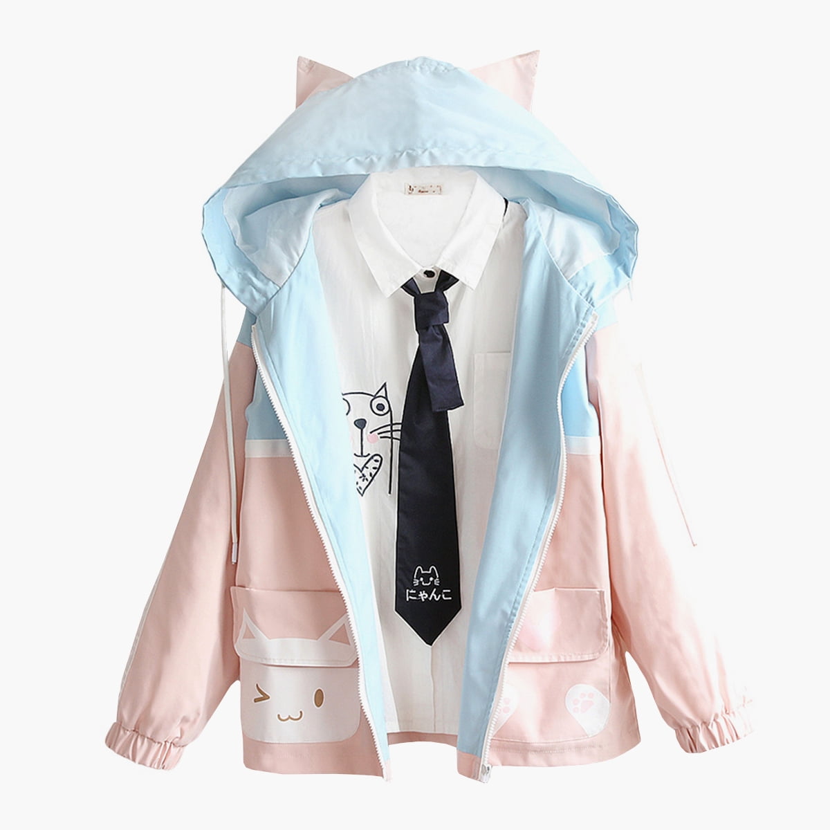 Packitcute Junior Girls Jacket Cute Printed Loose Female Hooded Coat ...