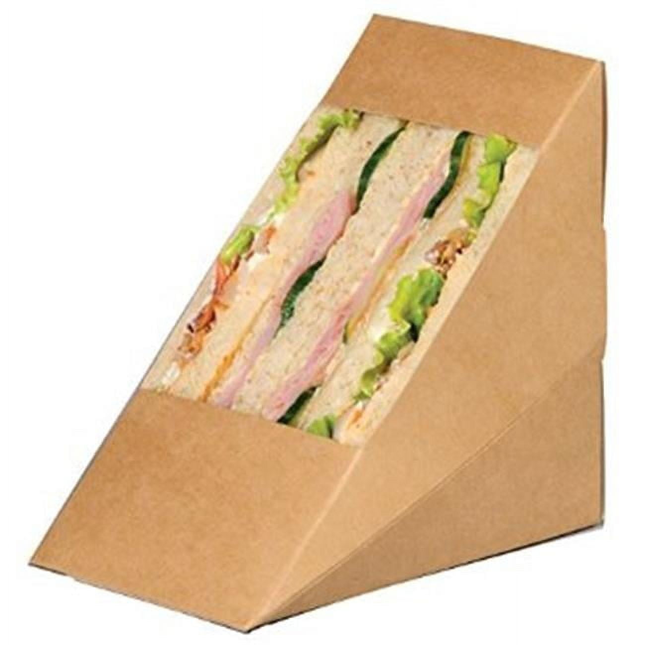 Packnwood Kraft Double Sandwich Wedge Box with Window - Brown 4.8 x 2.8 ...