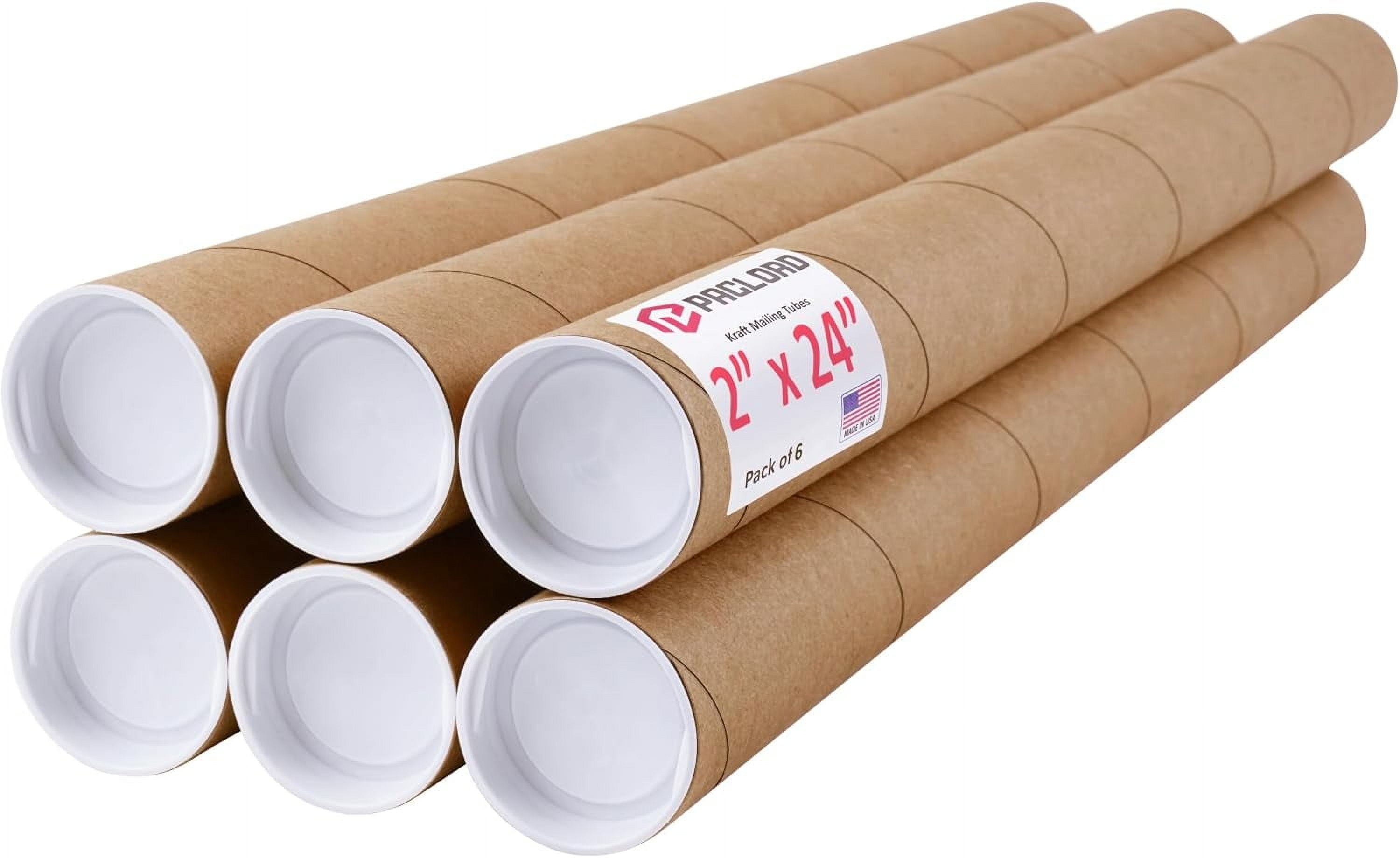 Paclord 2" x 24" Reinforced Kraft Paper Mailing Tubes, Pack of 6 Tubes ...