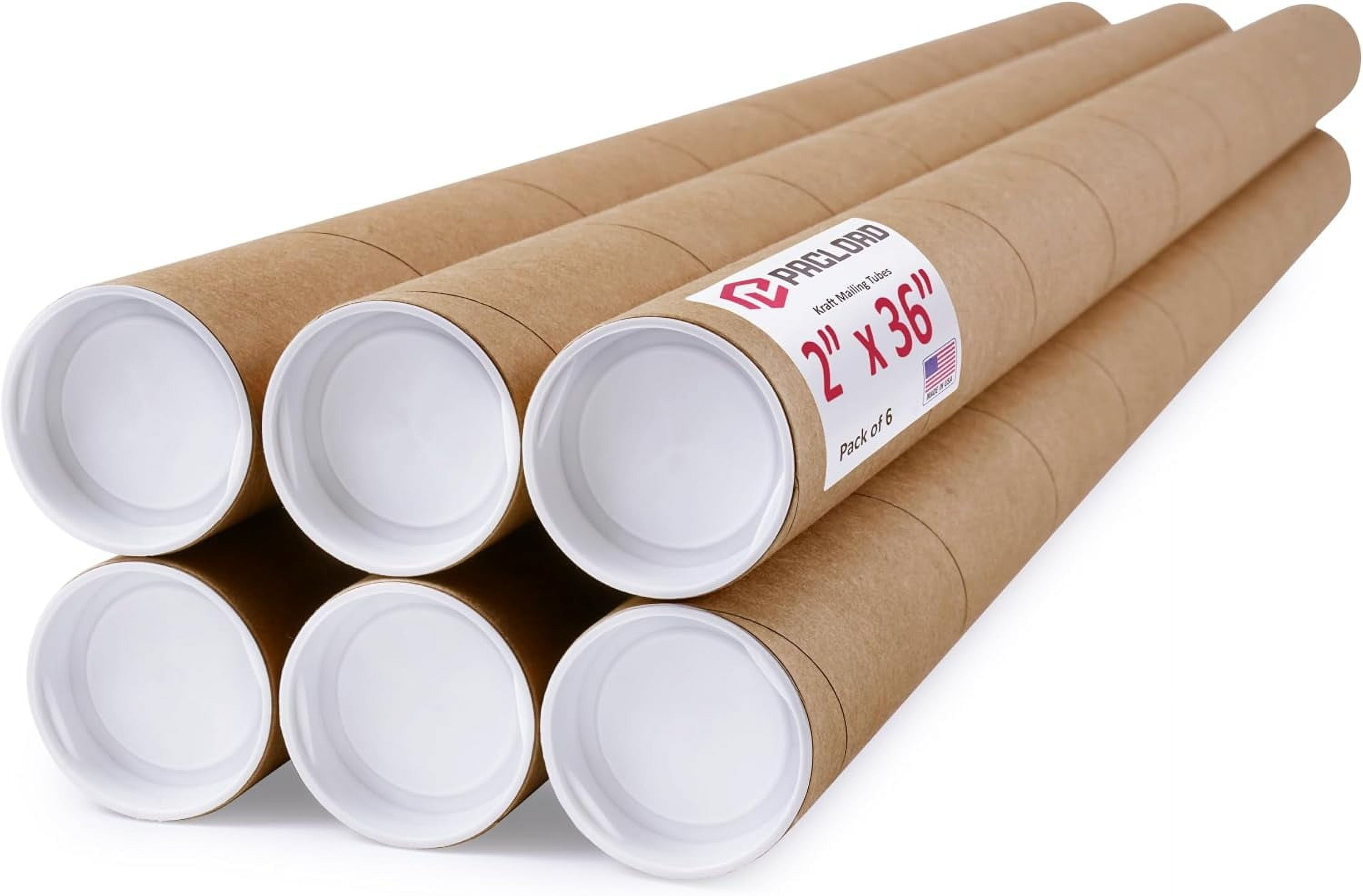 Paclord 2" x 36" Reinforced Kraft Paper Mailing Tubes, Pack of 6 Tubes ...