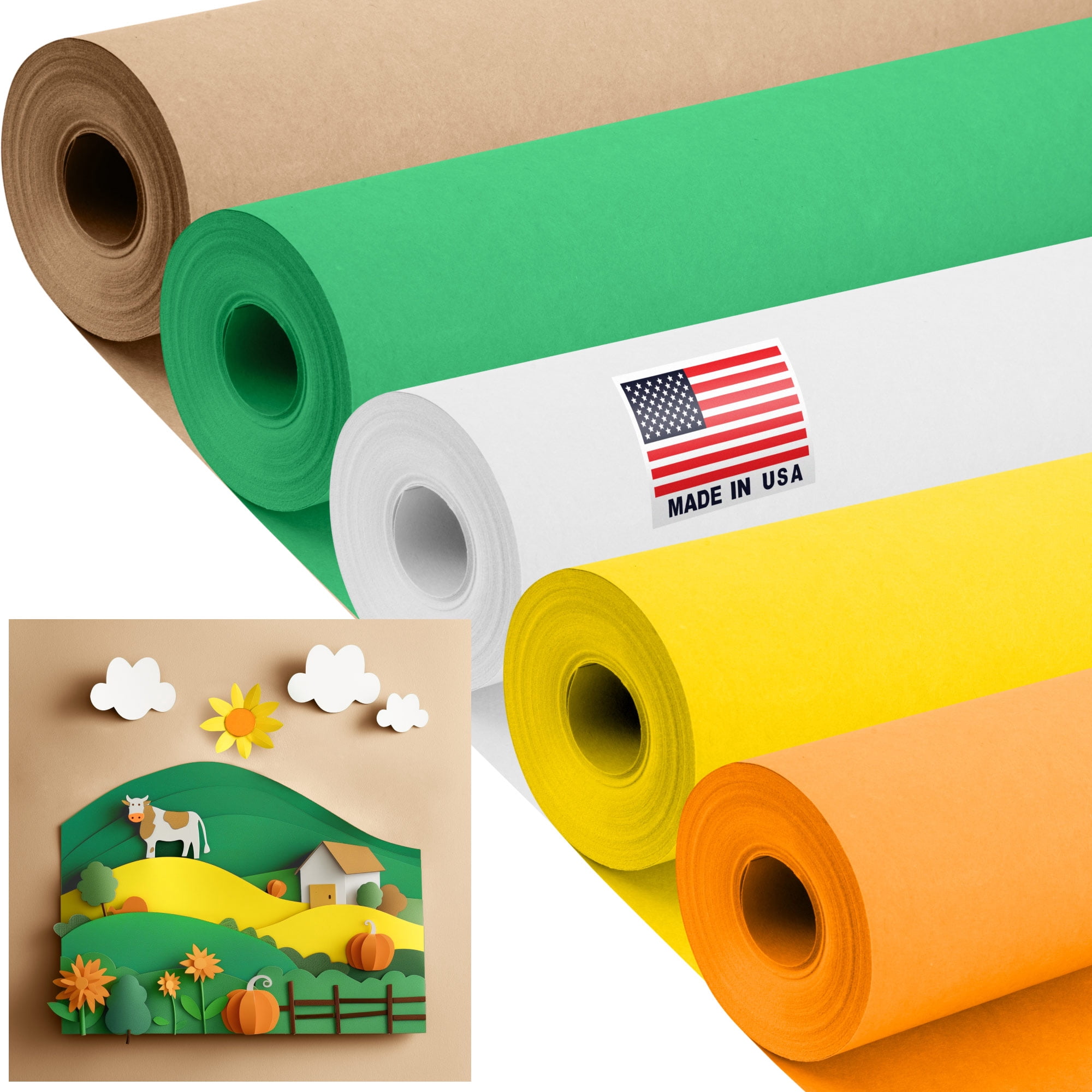 Paclord 24" x 1200" (100 ft) Farm-Themed Kraft Paper Set, 45 Lbs ...