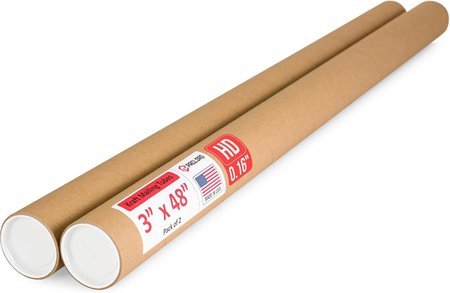 Paclord 3" x 48" Heavy-Duty Reinforced Cardboard Mailing Tube, Pack of ...