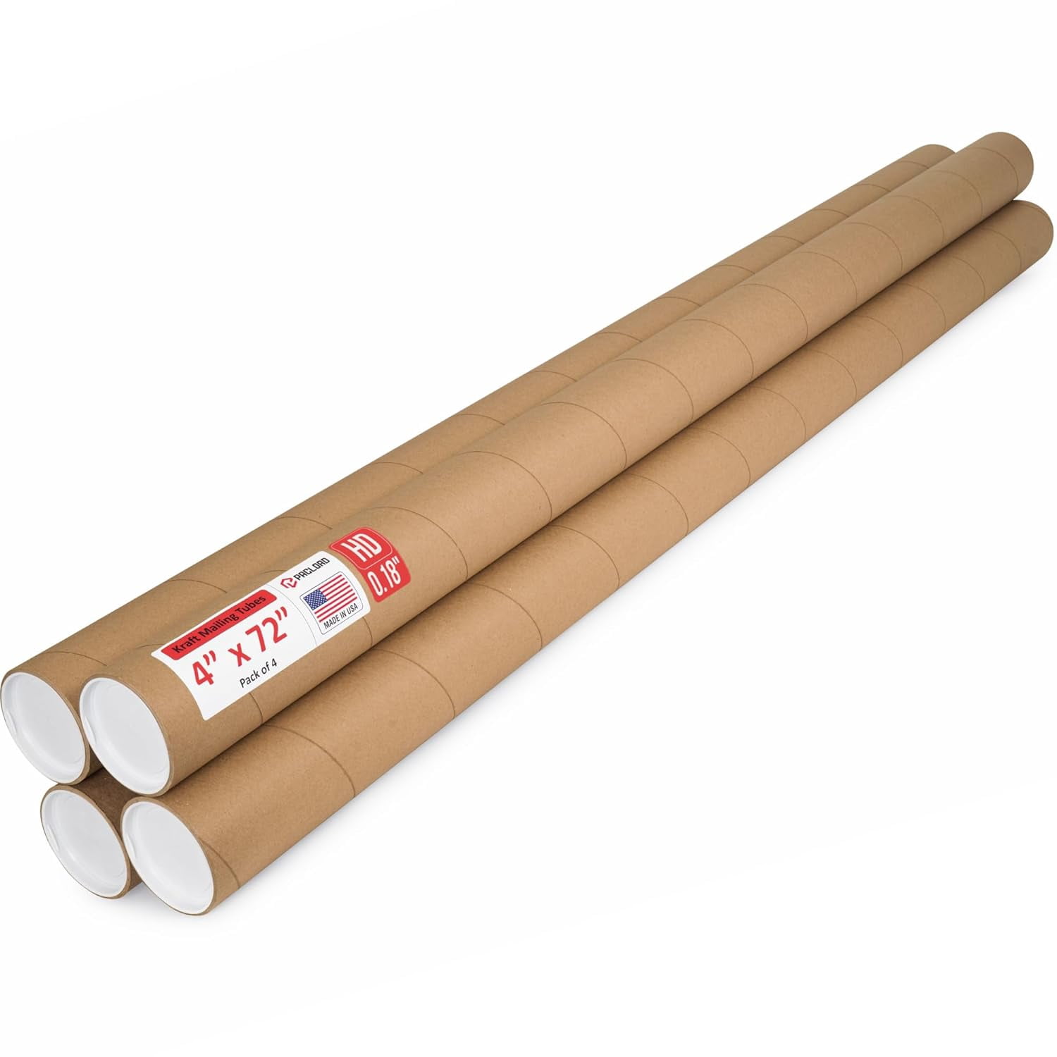 Paclord 4" x 72" Heavy-Duty Reinforced Cardboard Mailing Tube, Pack of ...