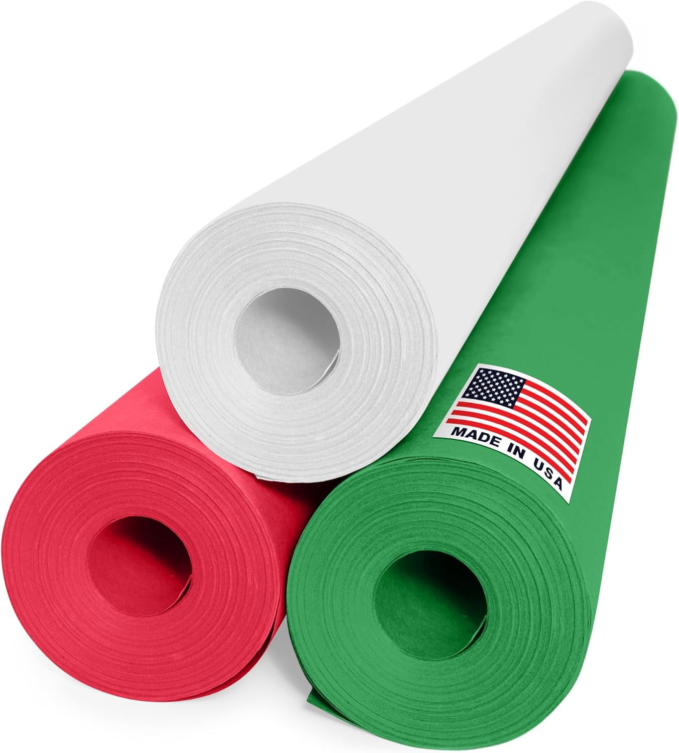 Paclord 48" x 100' Red, Green, White Christmas Kraft Paper, 3 Rolls, 45 ...