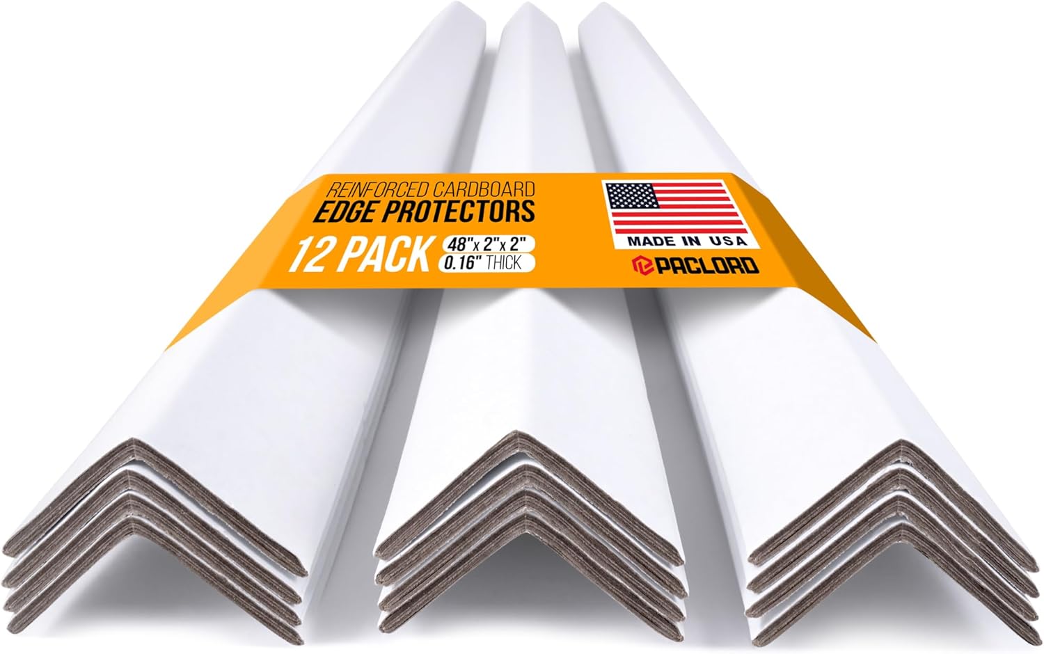 Paclord 48" x 2" x 2" Reinforced Cardboard Edge Protectors, White (Pack ...