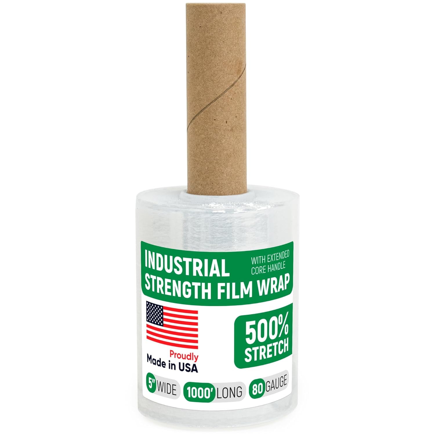 Paclord 5" x 1000' Industrial Strength Clear Stretch Wrap with Extended ...