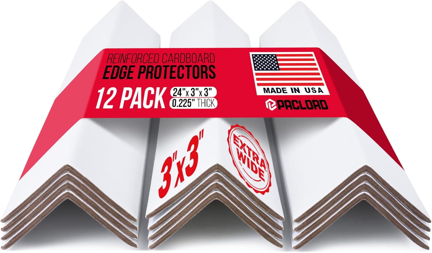 Paclord Extra-Wide 24" x 3" x 3" Reinforced Cardboard Edge Protectors ...