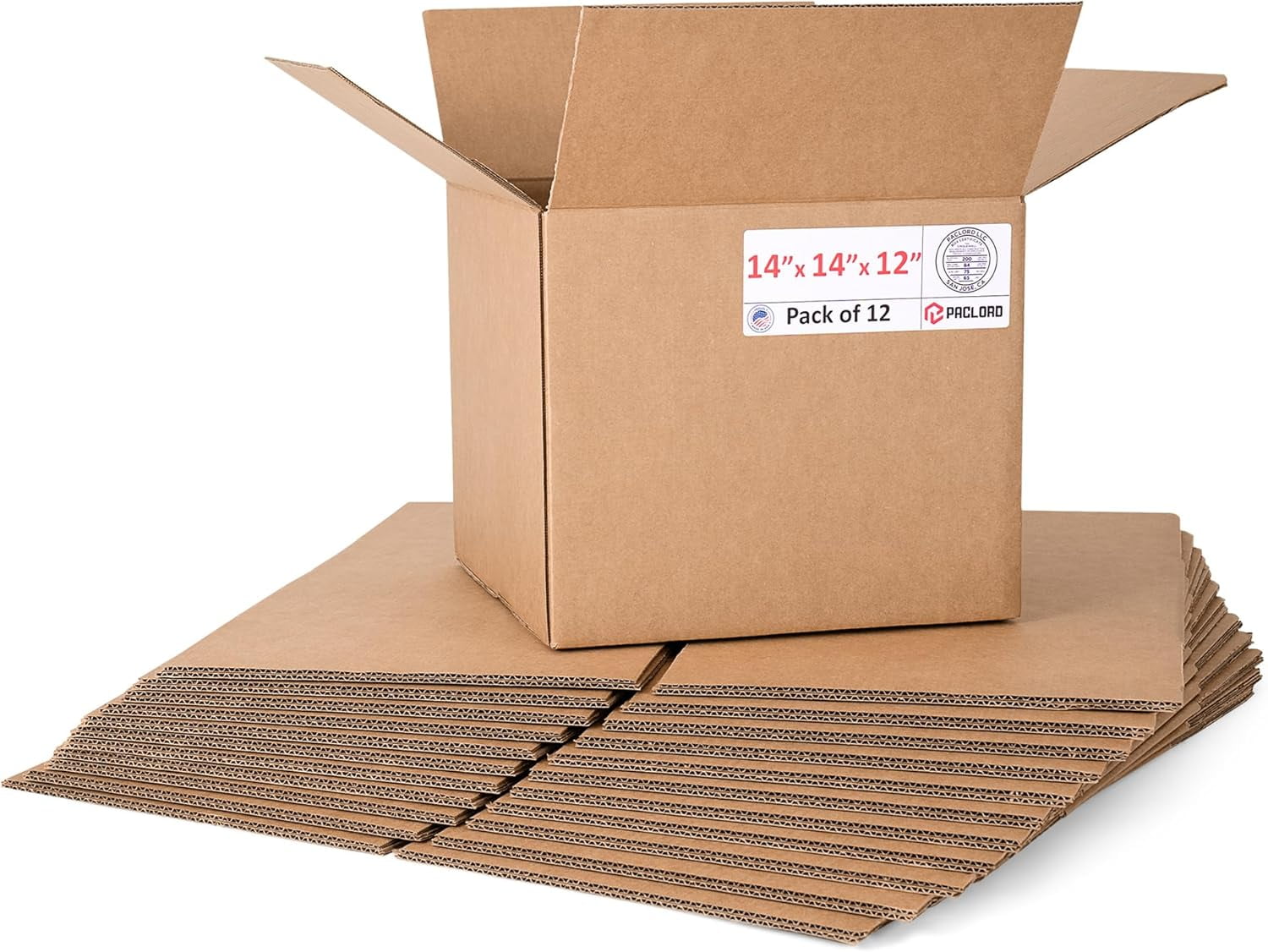 Paclord Medium Cardboard Boxes 14"L x 14"W x 12"H (Pack of 12) - USA ...
