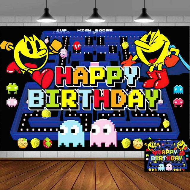 Pacman Backdrop Banner Party Supplies Poster Movie Theme Background for ...
