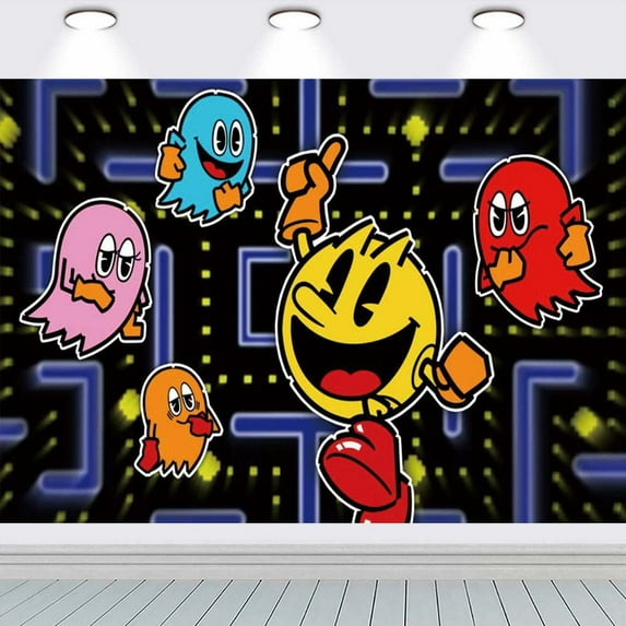Pacman Background Wall Decor Taspestry Poster Banner Backdrop Party ...