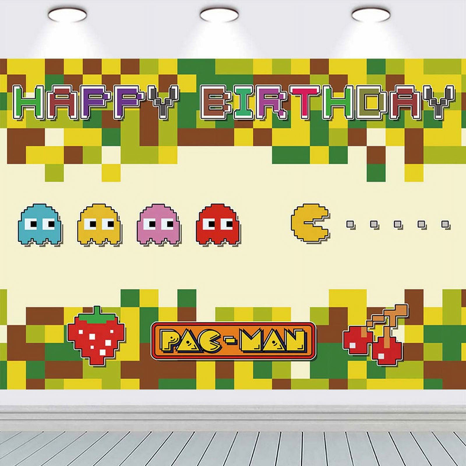 Pacman Birthday Banner Backdrop Background Taspestry Wall Decor Party ...