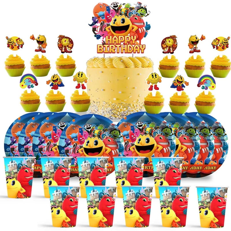 Pacman Birthday Cups Party Supplies Plates Decorations Cake Topper ...